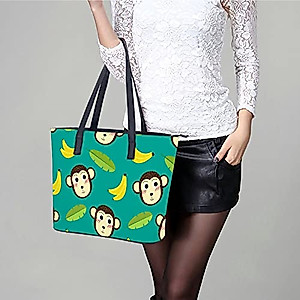 Womens Handbag Monkey Banana Leaf Leather Tote Bag Top Handle Satchel Bags For Lady