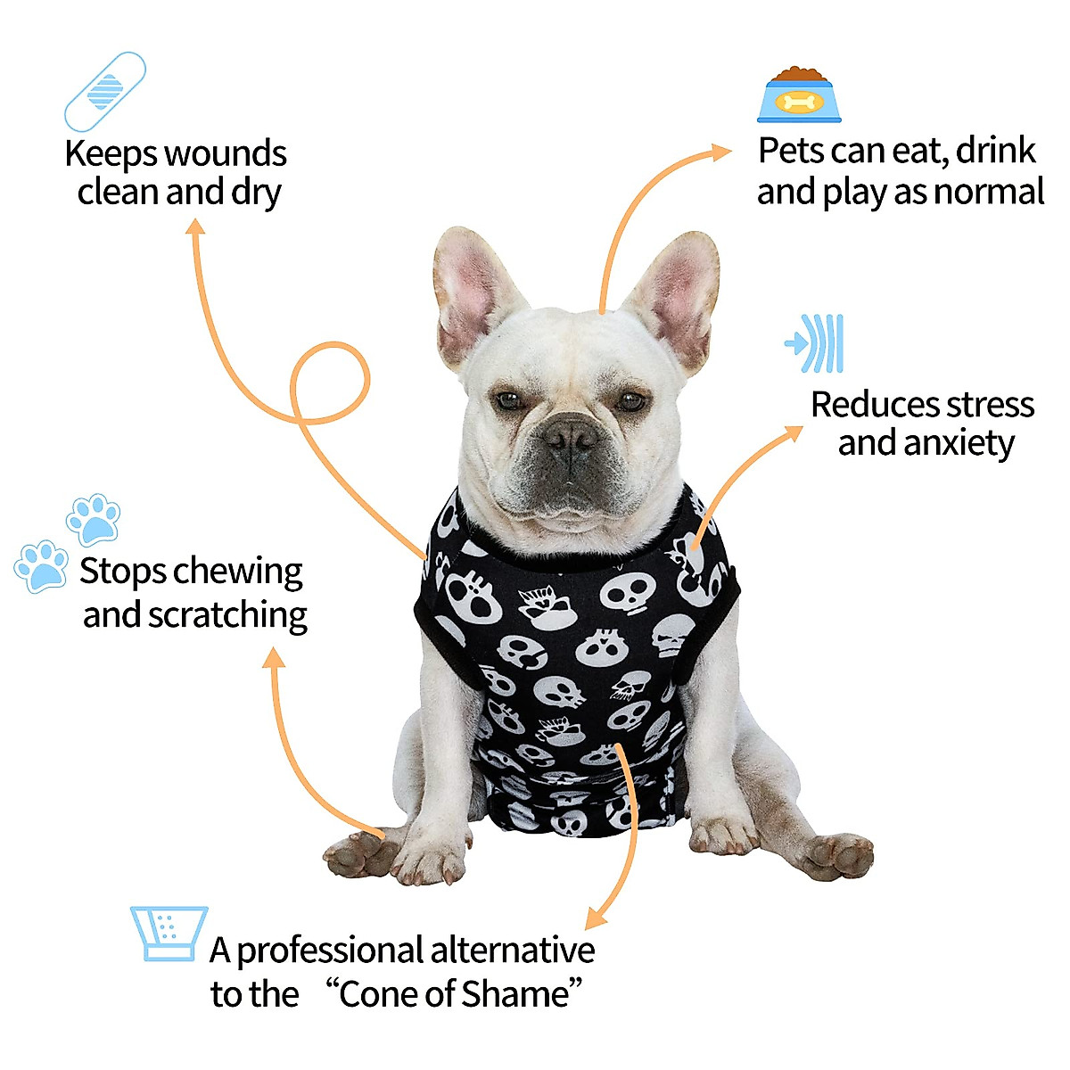 CuteBone Dog Surgery Recovery Suit Cat Surgical Onesie Female Body Suits Male Prevent Pet from Licking Wounds SSF05XL