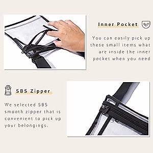 BAGAIL Clear Bag Stadium Approved Cross-Body Shoulder Messenger Bag Clear Purse with Adjustable Strap