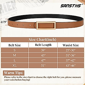 SANSTHS Skinny Reversible Belts for Women, Two-in-one Women Thin Belt for Dresses Jeans Pants with Gold Buckle, Black/Brown S