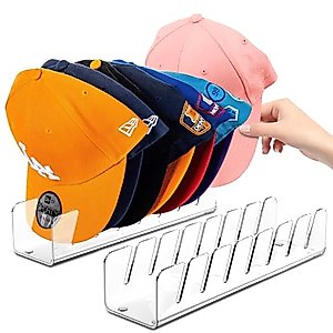 ieesspd 2Pcs Hat Stand for Baseball Caps, No Install, New Hat Htand Deepen The Grooves,Clear Acrylic Hat Holder for 14 Baseball Caps, Hat Racks Display Storage for Bedroom, Closet, Dresser, Entrance