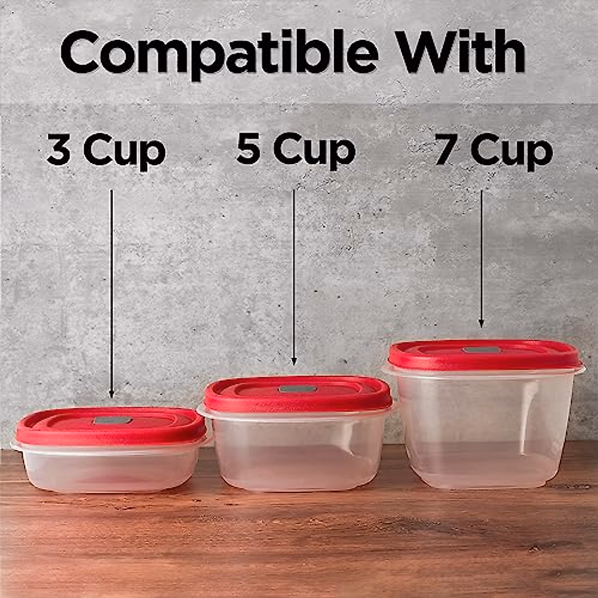 3/5/7 Cup Replacement Lids for Rubbermaid Food Storage Containers Steam Vent (4-Pack, Red)