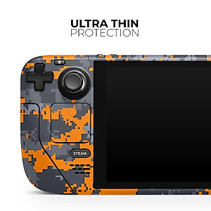 Design Skinz - Compatible with Steam Deck - Skin Decal Protective Scratch-Resistant Removable Vinyl Wrap Cover - Bright Orange and Gray Digital Camouflage