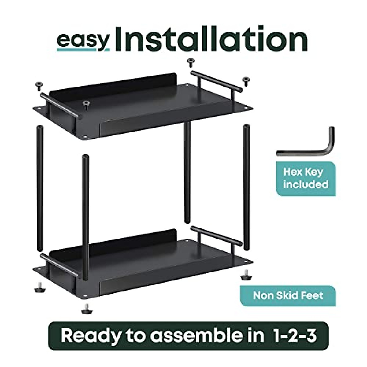 2 Tier Bathroom Organizer Countertop - Bathroom Countertop Organizer Shelf to Declutter Your Space, Sturdy Bathroom Counter Organizer Black Tray, Bathroom Sink Organizer Countertop Vanity Organizers