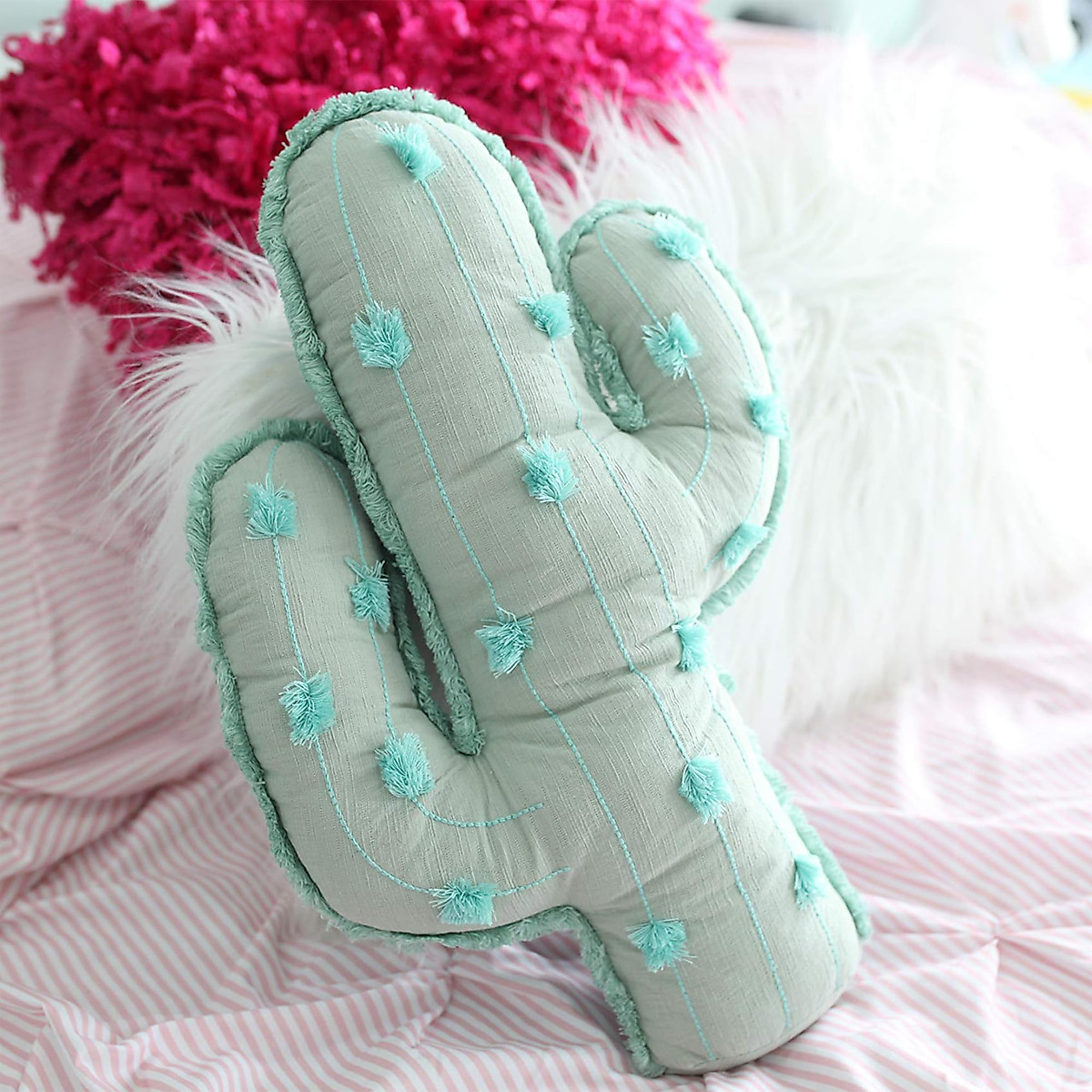 Mon Ami Soft Plush Cactus Toy, Turquoise, 1Pc, Green - 19", Huggable Cactus Shaped Pillow, Decorative Accessory Cushion for Nursery, Child’s Bed/Couch