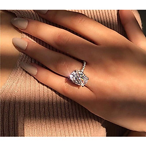 Duan Classic Promise Ring 925 Sterling Silver Oval Cut 3ct AAAAA Zircon Cubic Zirconia Promise Engagement Wedding Band Rings Size 6-10 (US Code 7)