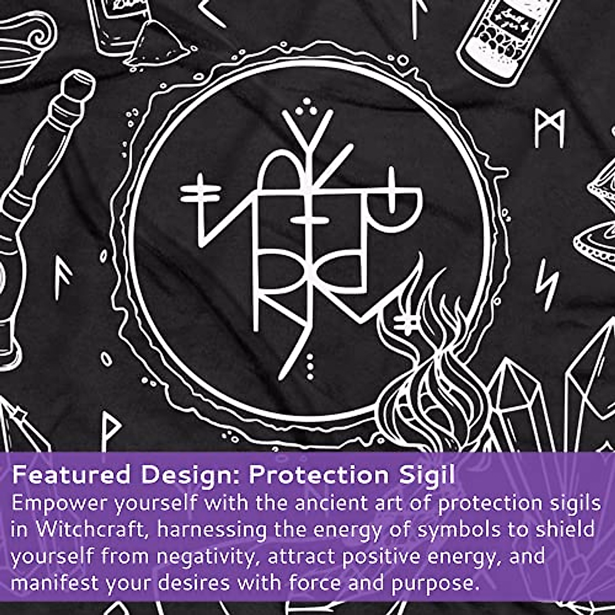 SpellCloth - Protection Magic Blanket, Perfect for Witchy Gifts, Witchy Room Decor, Wiccan Decor, and Witch Stuff Like Witch Bedding, Witch Throw, and Tapestry for Bedroom