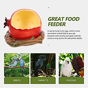 YARNOW Bird Feeder Bowl Parrot Food Cup Pomegranate Shape Melamine Feeding Coop Cups Clamp Water Cage Dish for Parakeet Conure Cockatiels Lovebird Budgie Dark Red