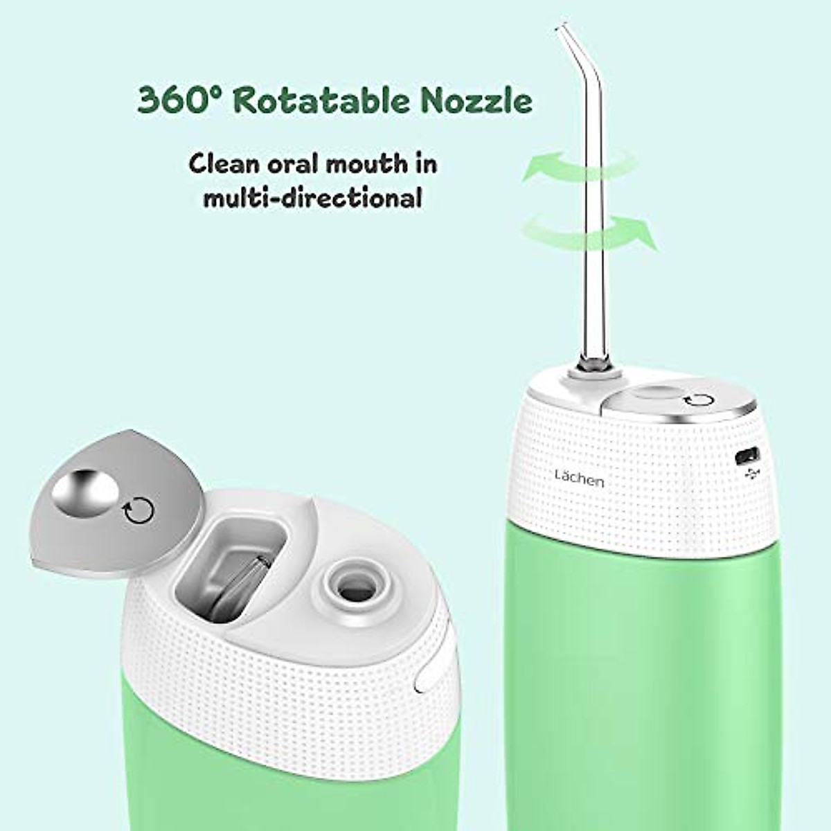 Water Flosser Portable Cordless Dental Oral Irrigator Mini Rechargeable Electric Flossing for Clean Teeth with 3 Modes IPX7 Waterproof for Home Travel Office Braces and Bridges Care Gift by Lächen