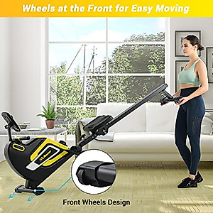 Magnetic Rowing Machine Folding Rower with 14 Level Resistance Adjustable, LCD Monitor and Tablet Holder for Foldable Rower Home Gym Cardio Workout