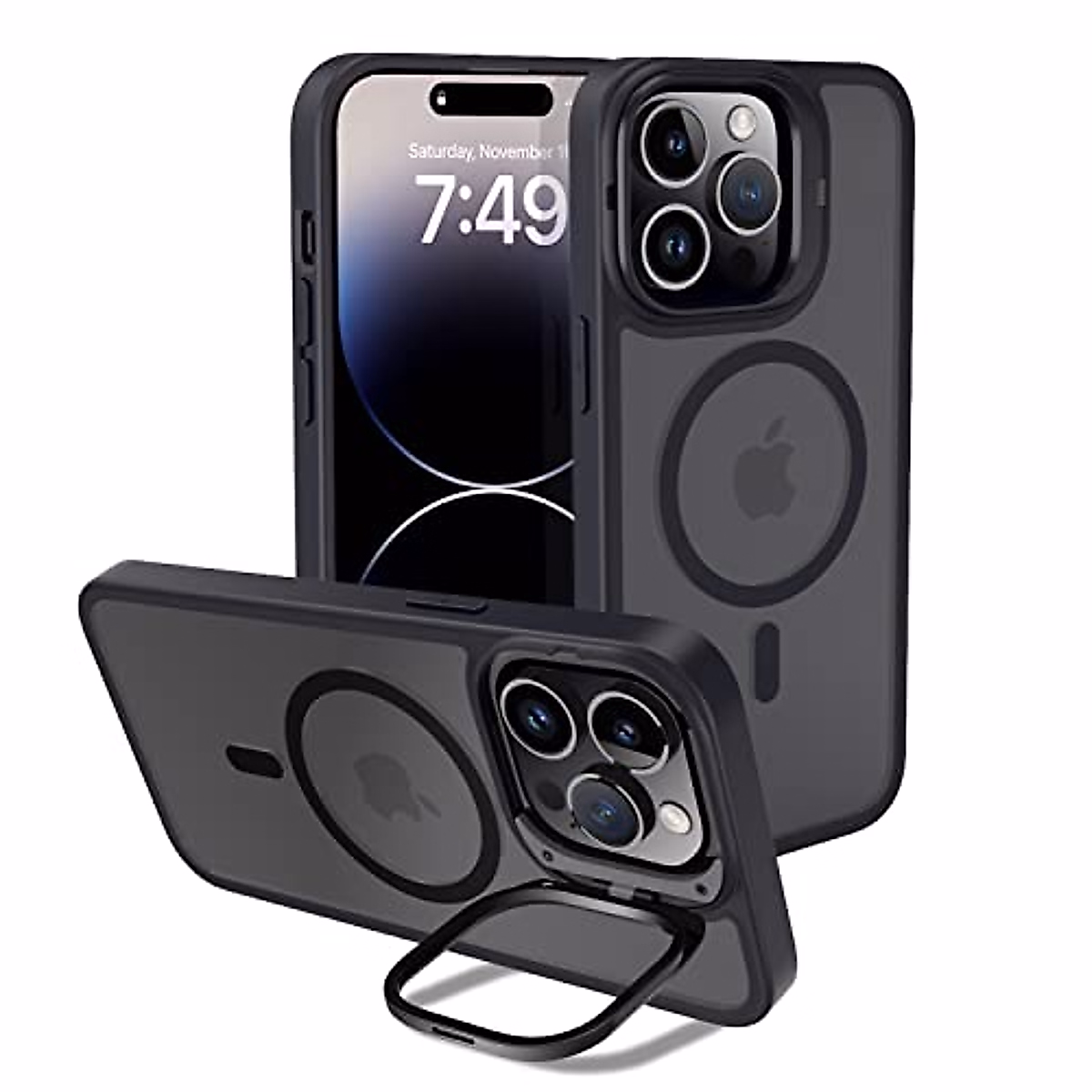 chitri Camera Kickstand Magnetic Case,Compatible with iPhone 14 Pro Max Case with Ring Stand,[Compatible with MagSafe] [Military Grade Drop Tested] Translucent Matte Case