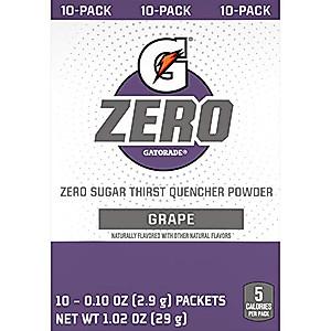 Gatorade G Zero Powder, Grape, 0.10oz, Pack of 10