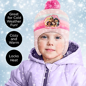 Disney Girls' Toddler Winter Mittens 2-4 Or Princess Hat and Kids Gloves Set for Ages 4-7, Pink with Fleece