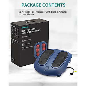 Nekteck Foot Massager with Heat, Shiatsu Heated Electric Kneading Foot Massager Machine for Plantar Fasciitis, Built-in Infrared Heat Function and Power Cord（Blue)