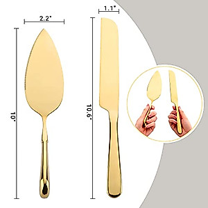 Terra Artisan Gold Cake Cutting Set (2 Pieces), Stainless Steel, Elegant Cake Cutting Set for Wedding, Cake Knife and Server set, Perfect For Wedding, Bridal Shower, Graduation, All in a Giftable Box