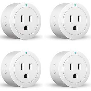 Smart Plug Amysen - A Certified & Alexa, Echo & Google Home – Only WiFi 2.4G (4- Pack) (C LED Green)