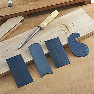 HERMIT TOOLS Cabinet Scraper Burnisher with 4 Piece Multi-Shaped Scraper Set 2 Rectangle 1 Curved (Convex and Concave) and 1 Gooseneck Scraper