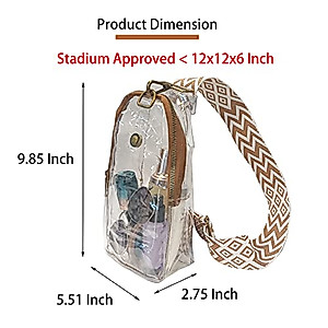 Clear Crossbody Bag Stadium Approved Clear Bag， PVC Crossbody Backpack with Adjustable, for Sports Concert Prom Party Present