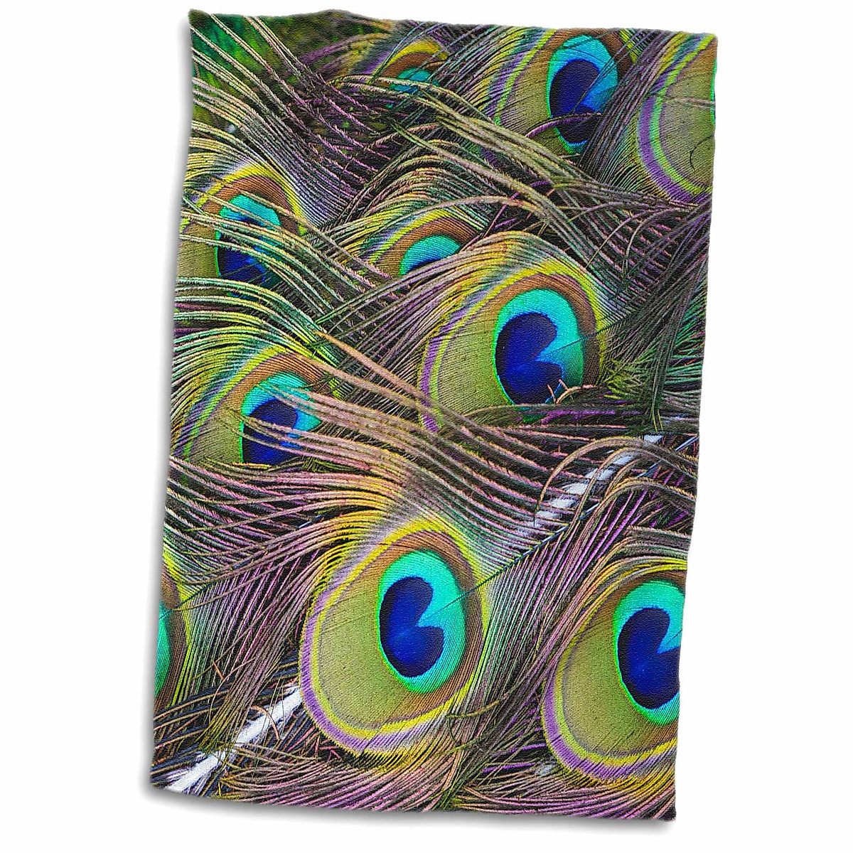 3D Rose Pattern Peacock Art Hand Towel, 15" x 22", Multicolor