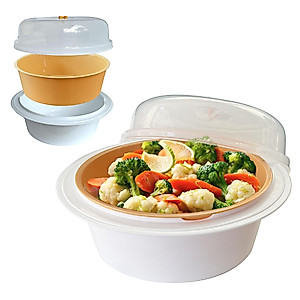 Trenton Gifts Microwave Steamer for Vegetables - Veggie Steamer Microwavable, Ideal for Cooking Fresh Vegetables. BPA Free, Dishwasher Safe