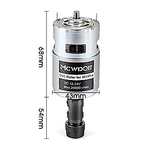 Upgraded Mcwdoit 775 Spindle Motor - 20000RPM, DC 12-24V, Electrical DC Motor for 3018/3018Pro/ 3018Pro-M CNC Router Machine, with 3.175mm ER11 Collet