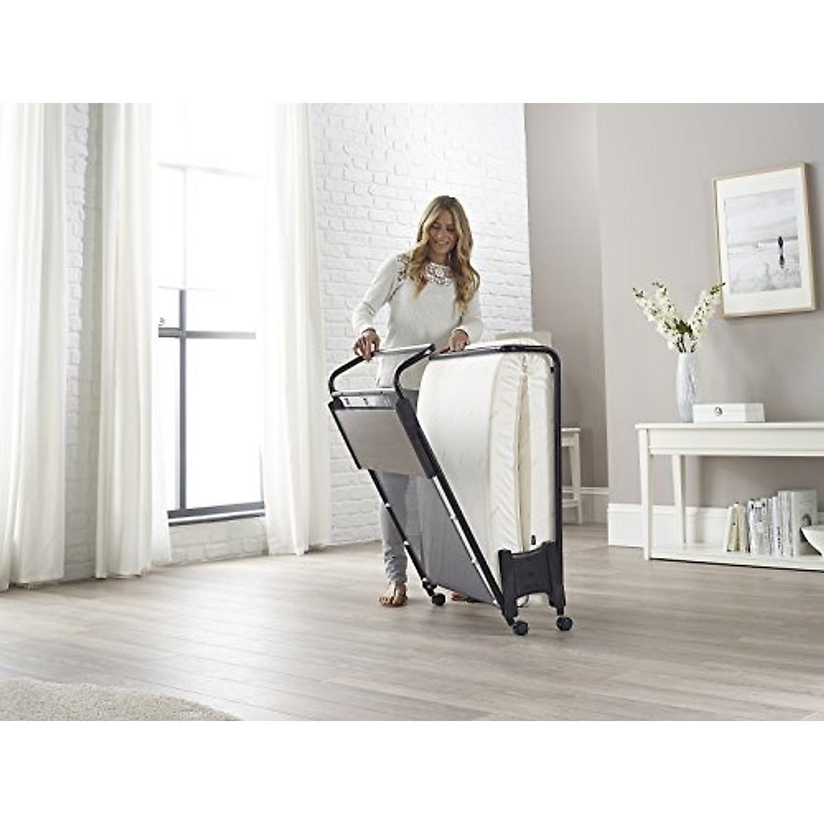 Jay-Be Inspire Folding Bed with Memory e-Fibre Mattress and Headboard, Regular, Black