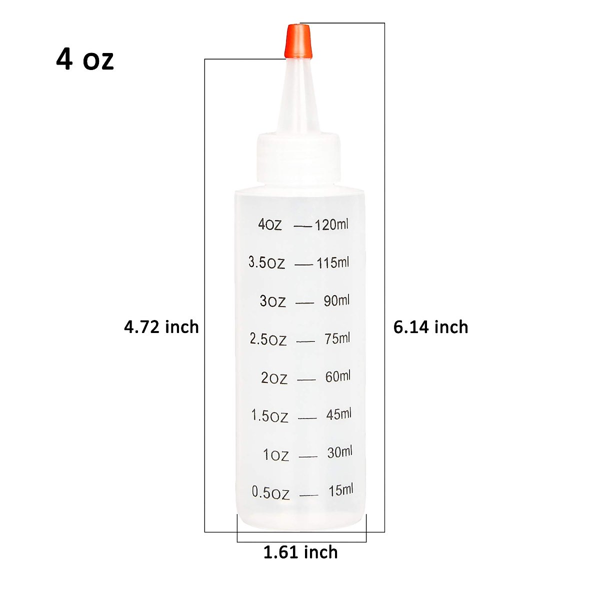 Youngever Set of 16 Plastic Squeeze Condiment Bottles with Tip Cap, HDPE Squeeze Condiment Bottles for Crafts, Food Art, Glue, Henna (4 Ounce)