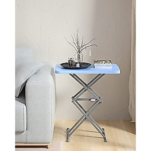SOUNDANCE Small Folding Table, Adjustable TV Tray, Portable Dinner Table, Lightweight, Zero Assembly, Easy to Fold and Storage, Sturdy Desk for Home Garden Office Indoor Outdoor Use, Blue