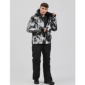 YEEFINE Men's Ski Suit Waterproof Snow Suits Two Piece Snowboard Jacket and Pants Set Outdoor Windproof Winter Warm Snowsuits(Black+Black,XS)