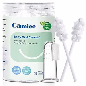 42 Pcs Baby Oral Cleaner [Upgrade Spiral Model] One-Time Baby Toothbrush for 0-36 Month Newborn Baby Oral Tongue Gauze Gum Cleaner