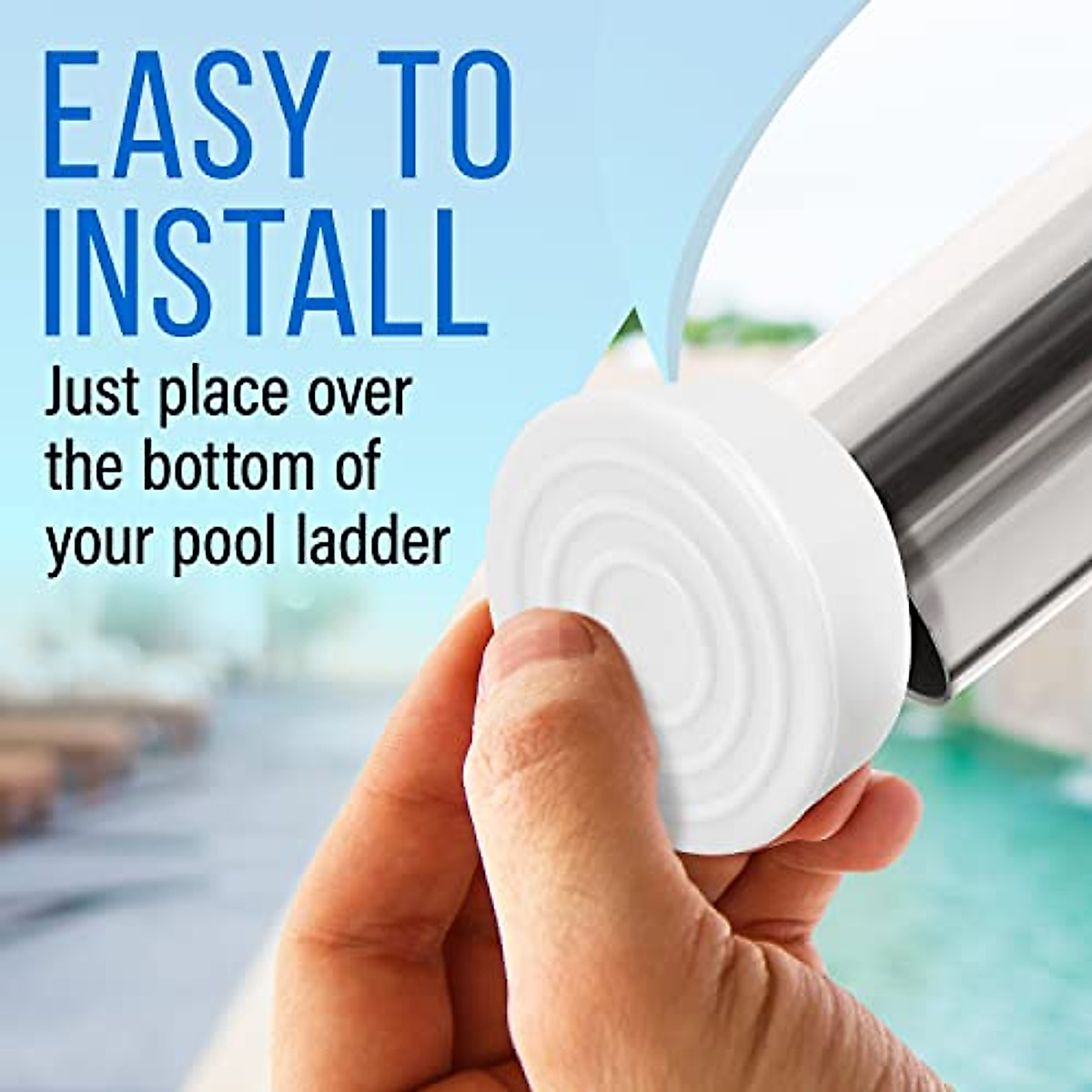 [4 Pack] Pool Ladder Bumpers to Protect Pool Liner - Protective Step Ladder End Cap for Inground Pool - Swimming Pool Ladder Parts - White Rubber End Cap for Swimming Pool Ladder - 1.9” Inner Diameter