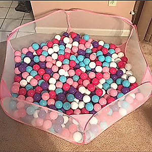 Jacone Portable Cute Hexagon Children Ball Pit, Indoor and Outdoor Easy Folding Ball Play Pool Kids Toy Play Tent with Carry Tote, Balls Not Included (Pink)