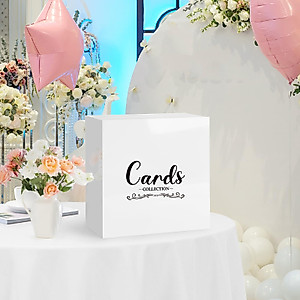 Lemicin White Acrylic Wedding Card Box, Large DIY Card Box Blank No Print for Wedding Reception, Graduation Party, Bridal Shower, Keepsake Party Favor, Cosmetic Home Decor (10 x10 x 5.5 Inch)