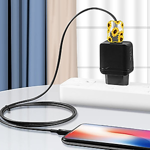 Flower Charger Cable Protector for Samsung Android USB Charger Cute Wave Edge,Butterfly Sunflower Camellia Pattern 4 PCS USB Cable Protectors,Phone Cord Protector for Women Girls,USB Charger Saver