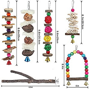 Bird Perch Bird Toys Parakeet Toys,6 Pack Bird Cage Accessories Wooden Chew Toys Perch Stand for Parrot Conure Cockatiel Lovebird Parrotlet Budgie Finches and Other Small to Medium Sized Birds