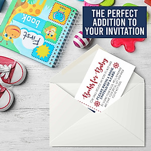 25 Baby Shower Book Request Baby Shower Guest Book Alternative - Nautical Baby Shower Invitation Inserts, Books For Baby Shower Request Cards, Bring A Book Instead Of A Card, Baby Shower Book Request