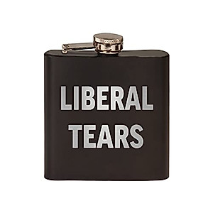 Funny Liberal Tears Stainless Steel Hip Flask Premium Matte Black Makes a Great Gift For Him Dad Father Conservative or Republican
