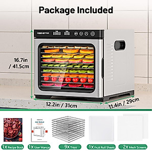KEENSTAR Food Dehydrator for Jerky 1000W, 9 Stainless Steel Trays, 165℉ Temperature Control, 8.7ft² Drying Space, 48H Timer, Dryer Machine for Dog Treats, Herb, Veggies, Meat, Fruit