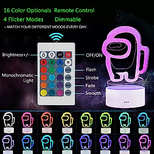 Fariy Skye Among Us 3D Night Lights, 3D Illusion Lamp 16 Color Changing Touch Best Birthday Gifts for Women/Mom/Grandma/Girlfriend/Daughter,Cat Gifts for Lovers