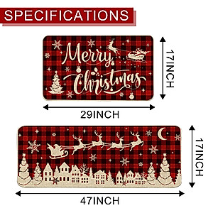 pinata Christmas Kitchen Mat 2 Piece-17x29 Inch&17x47 Inch Inch-Christmas Kitchen Rugs and Mats, Farmhouse Christmas Kitchen Decor, Red Welcome Mats for Floor, Non Skid Washable Christmas Decorations