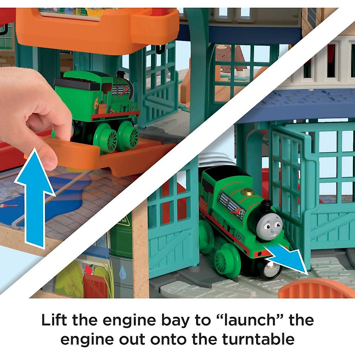 Thomas & Friends Wooden Railway Toy Train Track Tidmouth Sheds Starter Set with Percy Wood Engine for Preschool Kids Ages 3+ Years (Amazon Exclusive)