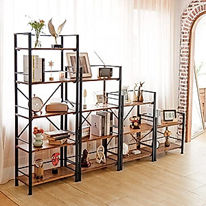 Crofy Rustic Bookshelf, 2 Tier Real Wood Bookshelf, Metal Book Shelf for Storage, Bookcase for Office Organization and Storage, 12.6 D x 23.62 W x 22.83 H Inches, Black