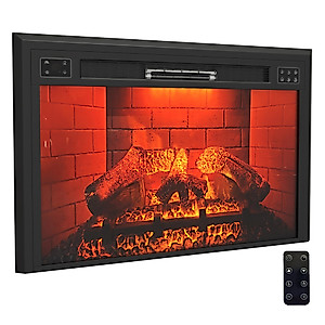 35 Inches Electric Fireplace Insert Recessed Electric Fireplace Heater with Touch Screen & Remote Control LED 1500W Adjustable 7 Flame, 8h Timer, Low Noise, Black