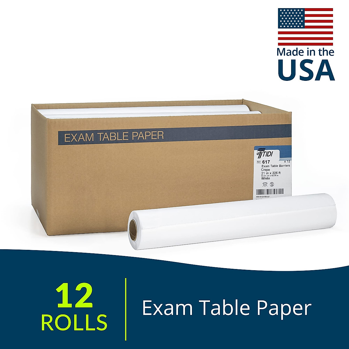 Avalon Papers Exam Table Paper, White, 21" x 125” (Pack of 12) - Barrier Protection – Standard Crepe Paper - Medical Supplies (617)