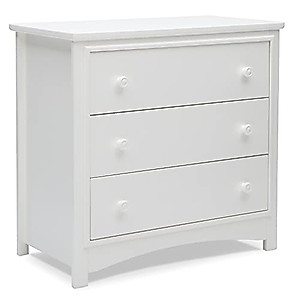 Delta Children Perry 3 Drawer Dresser with Changing Top, Greenguard Gold Certified, Bianca White