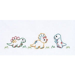 Jack Dempsey Pillowcase Childrens Dinosaurs, White