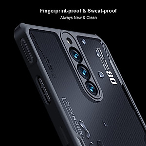 Guizzcg for ZTE Nubia Red Magic 8 Pro / 8 Pro+ / 8S Pro / 8S Pro+ Case Soft TPU Bumper + Acrylic Back Military Grade Airbags Shookproof Drop Protection [1 Tempered Film], Film Black