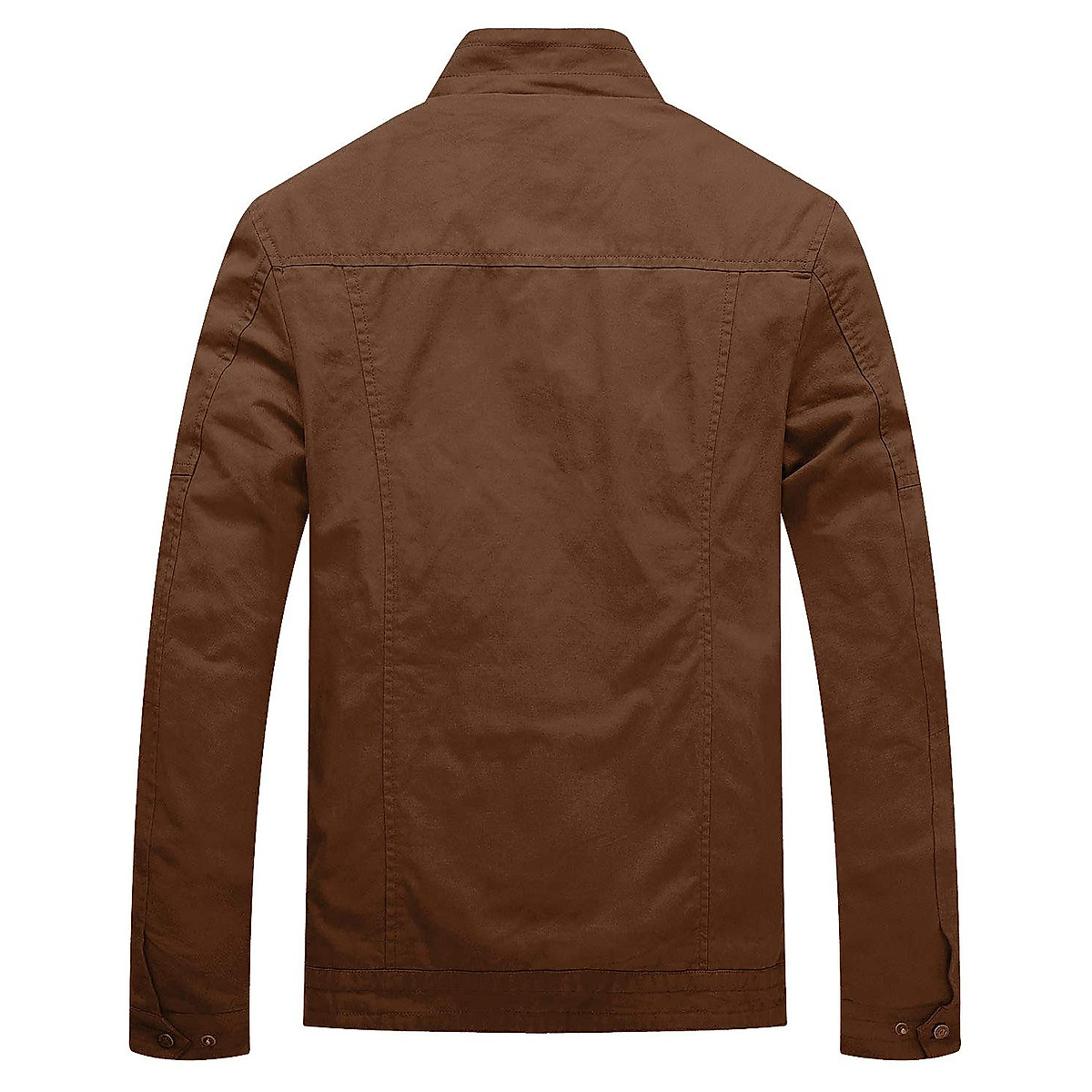 WenVen Men's Casual Canvas Jacket Light Spring Field Windbreaker (Coffee, M)