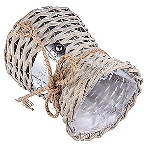 YARNOW Wicker Flower Vase Wicker Vase Rattan Vase Rustic Farmhouse Basket Flower Vase Planter Pot Table Centerpieces for Home Living Room Bedroom Office Retro Flower Vase