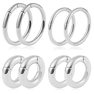 DOEARKO 2PCS Simple Hoop Ear Plugs Body Piercing Tunnels 316 Stainless Steel Hypoallergenic Earrings Plugs for Ears Expander Body Jewelry (Gauge：4mm（6G）*40mm（diameter）, Silver)
